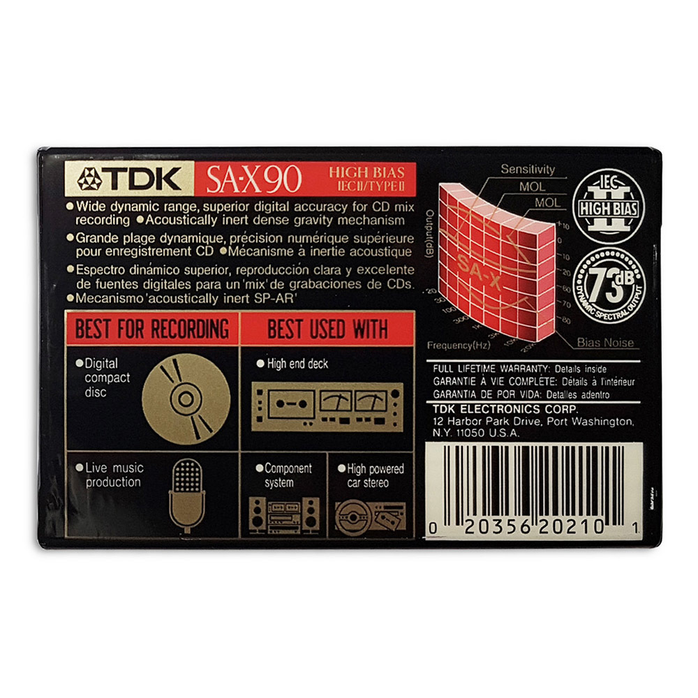 TDK SA-X90 (1992-95) chrome blank audio cassette tapes - Retro Style Media