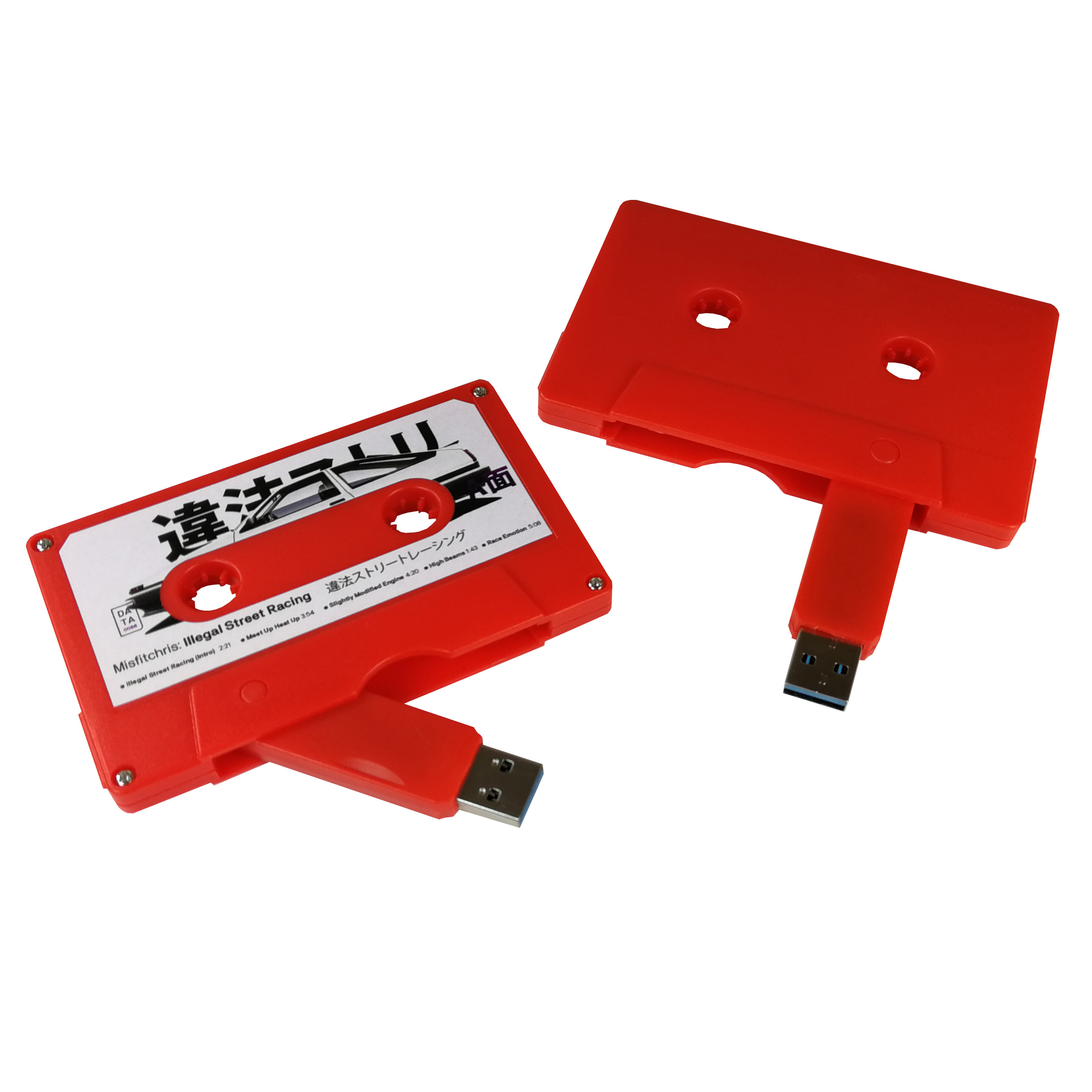 Red cassette USB memory stick, 8GB - Retro Style Media
