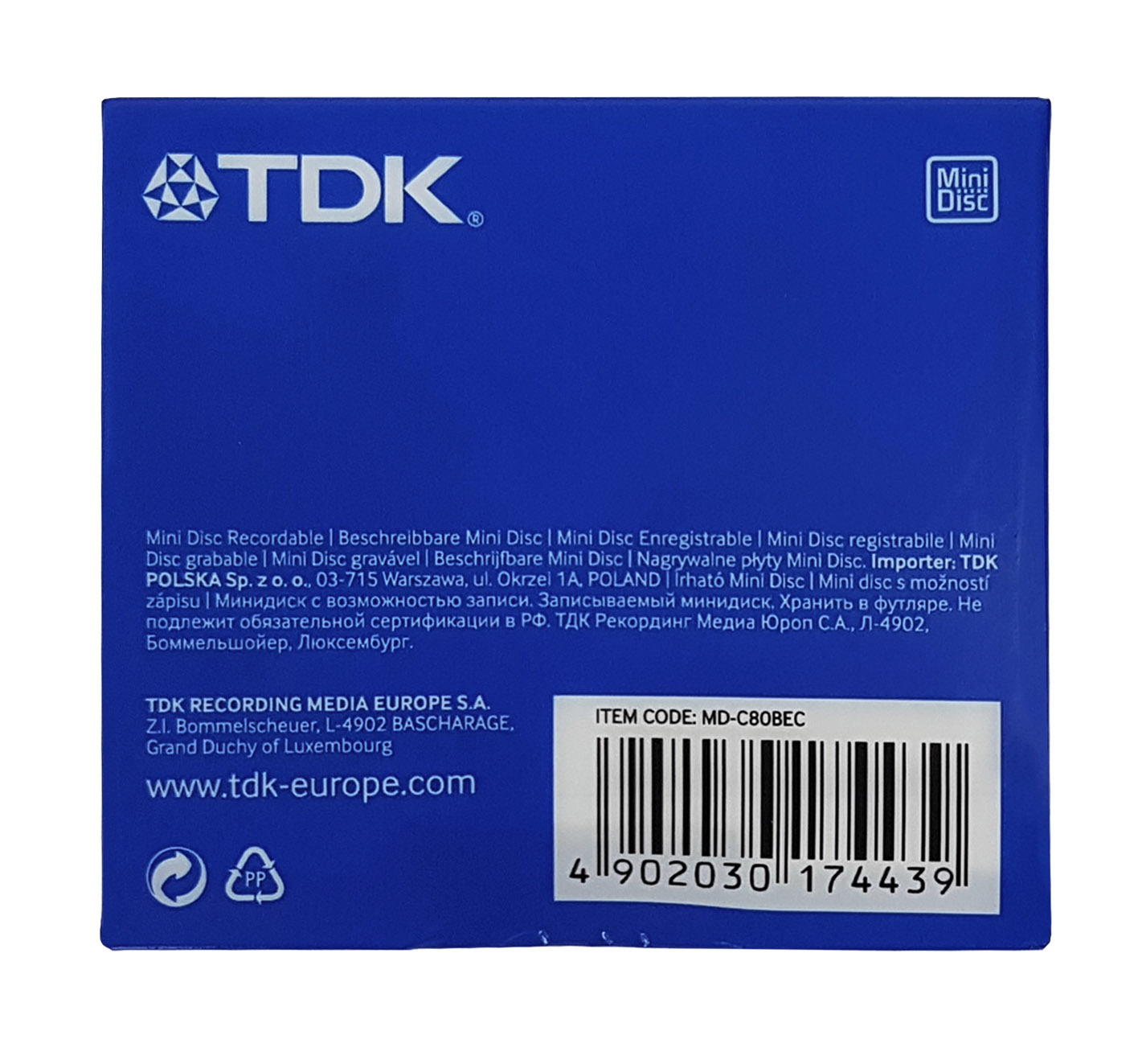 Tdk Minidisc Blue 80 Minutes Retro Style Media 
