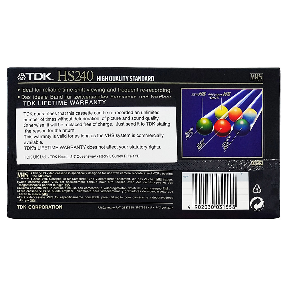 TDK HS240 VHS cassette tape - Retro Style Media