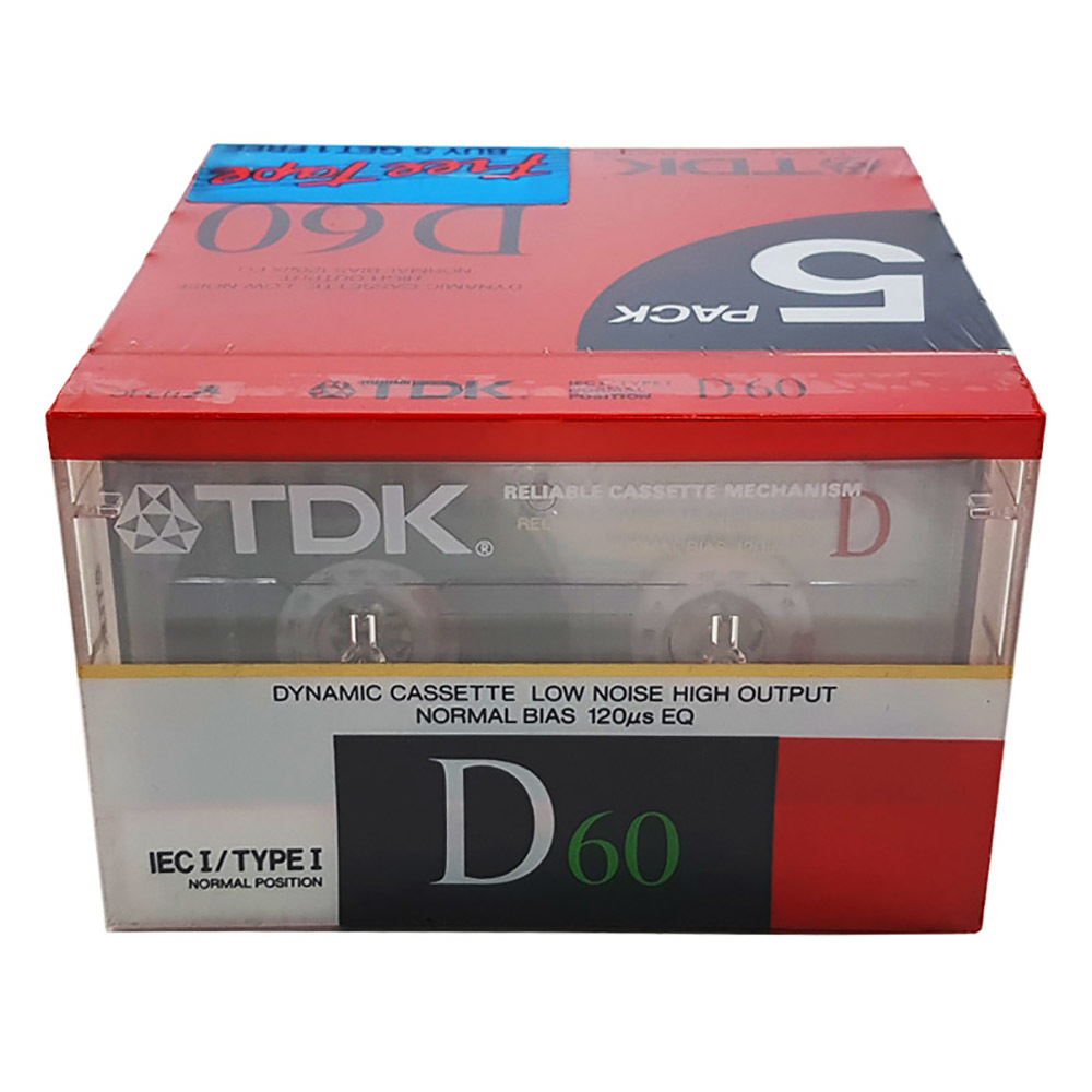 TDK D60 (1988) ferric blank audio cassette tape (6 pack) - Retro Style Media